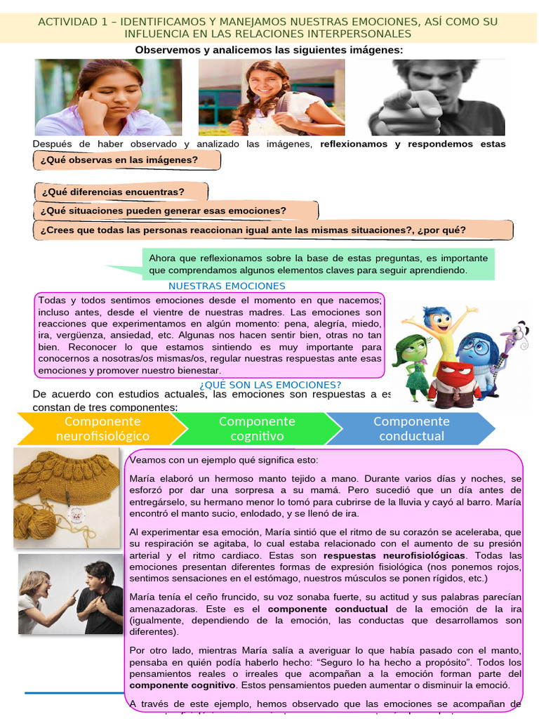 III EXPERIENCIA DE APRENDIZAJE - ACT 1- 3° y 4° GRADO | PDF | Las emociones | Ira