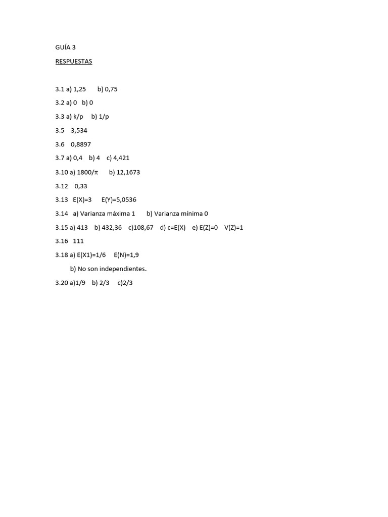 Respuestas de La Guía 3 Proba | PDF