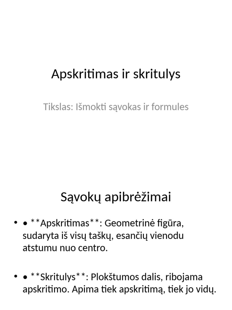 Apskritimas Ir Skritulys | PDF