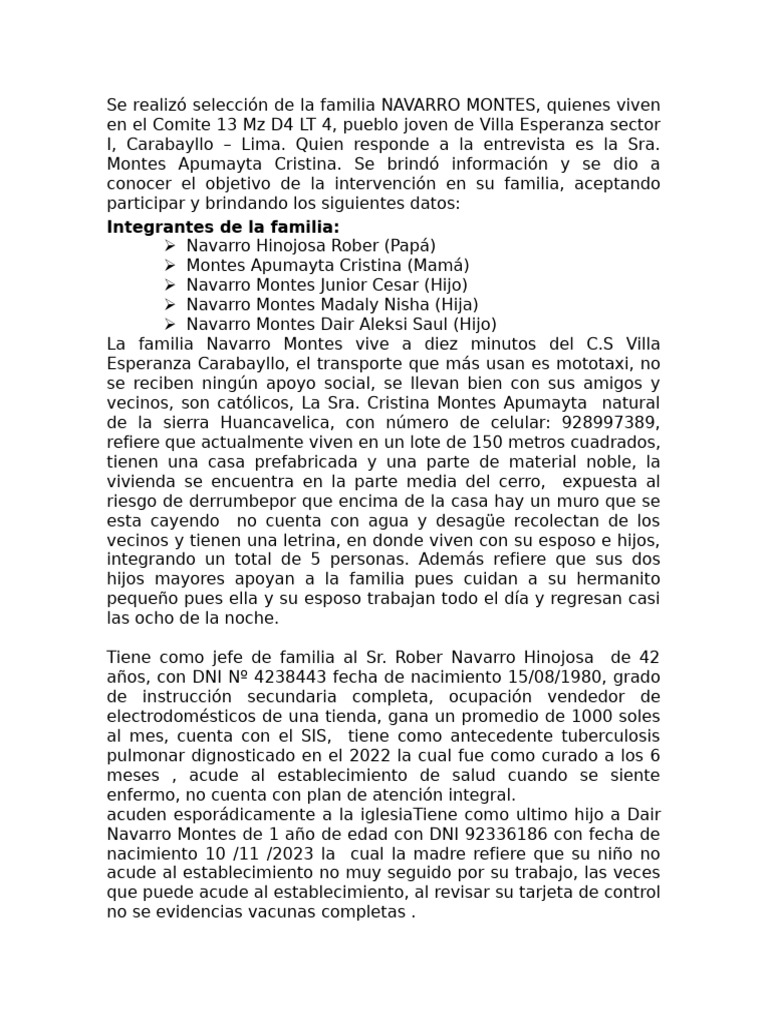CASO DE SALUD FAMILIAR PRACTICA (2) .Docx Carla | PDF | Medicina CLINICA | Ciencias de la Salud