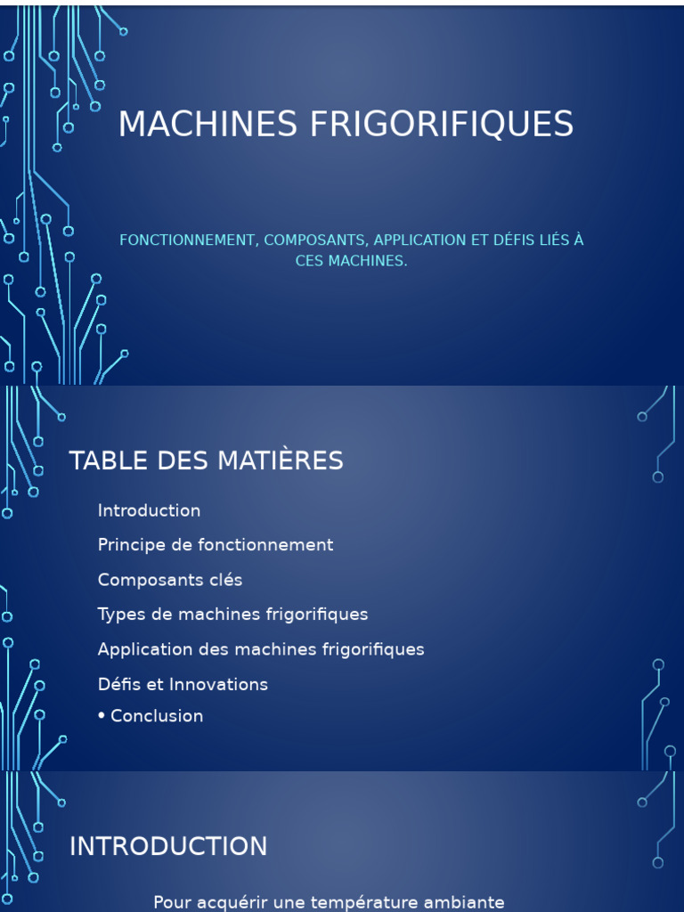 Machines Frigorifiques : Fonctionnement et Applications | PDF ...