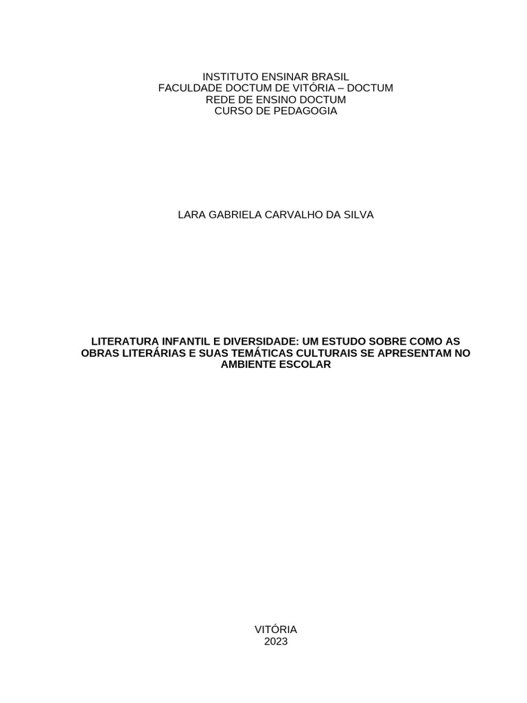 TCC LARA - VERSÃO FINAL - atualizada | PDF | Pedagogia | Brasil