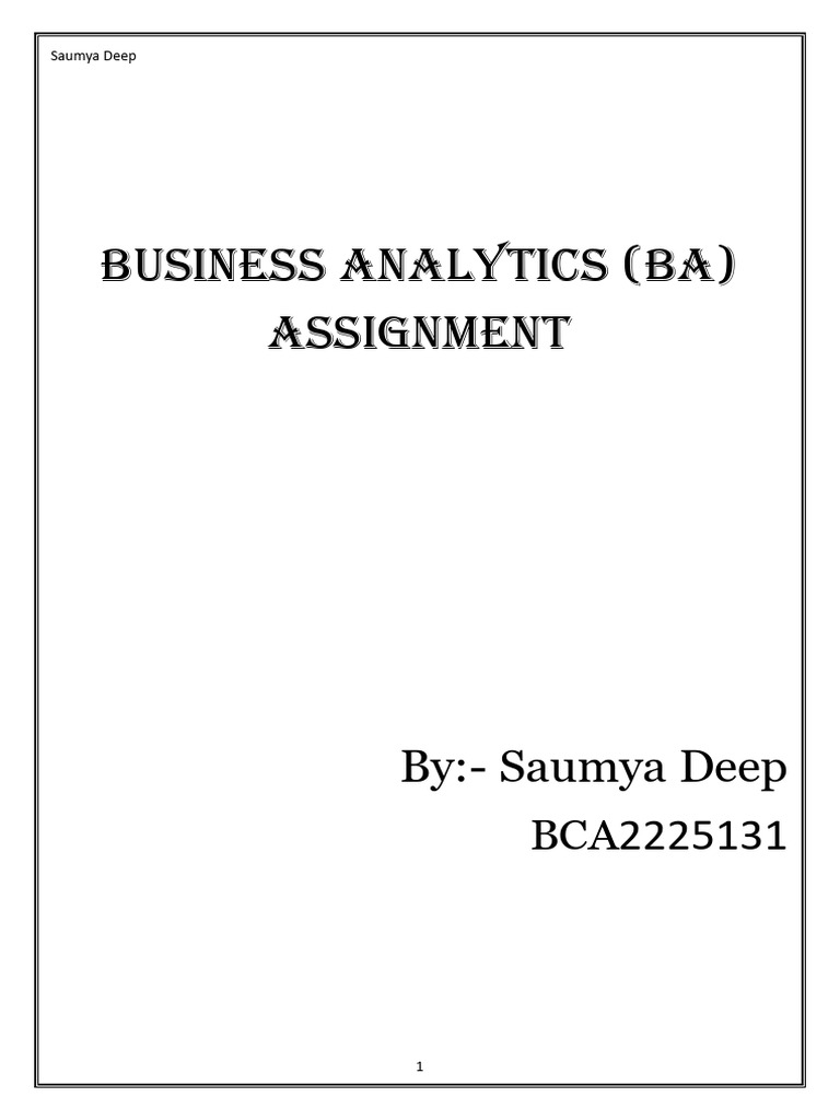 Ba Assignment (Saumya Deep) - SC - C | PDF | Analytics | Predictive Analytics