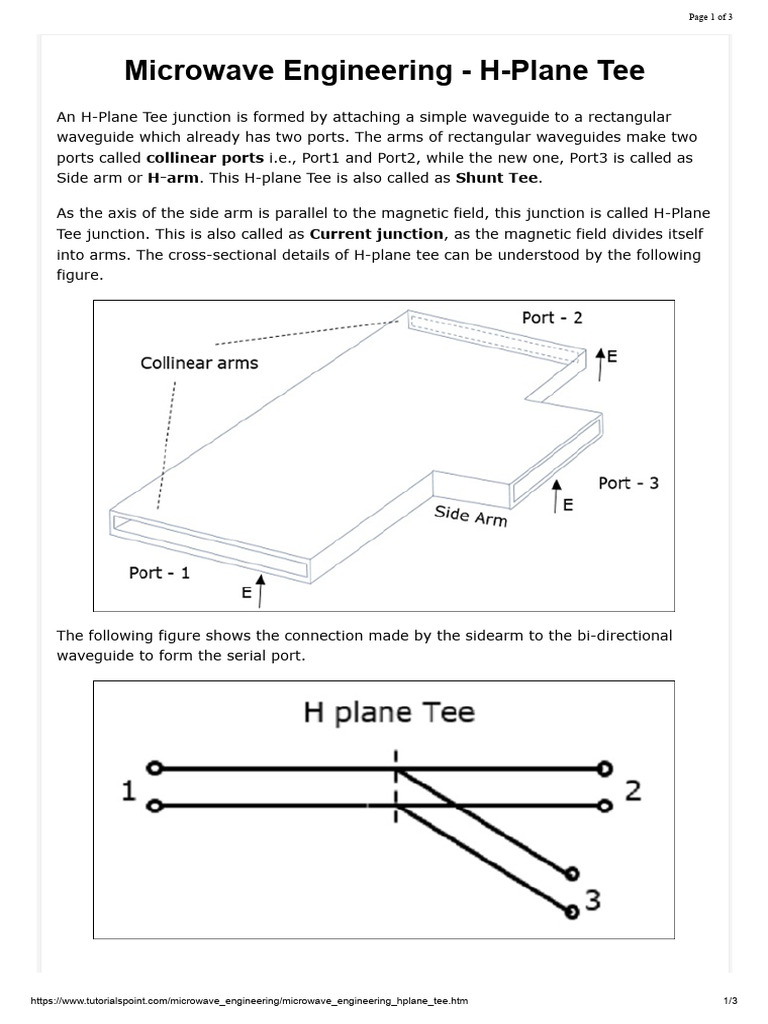 Microwave Engineering - H-Plane Tee | PDF | Mathematical Physics | Mathematical Objects