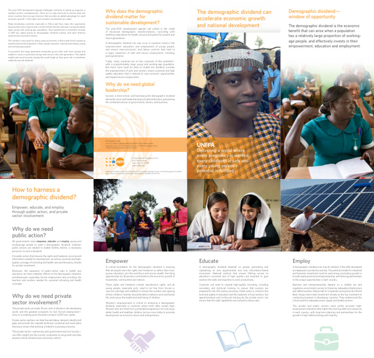 Demographic Dividend Brochure | PDF | Economic Growth | Employment