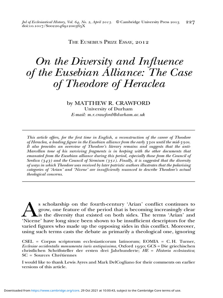 On The Diversity and Influenceof The Eusebian Alliance The Case Serdica ...