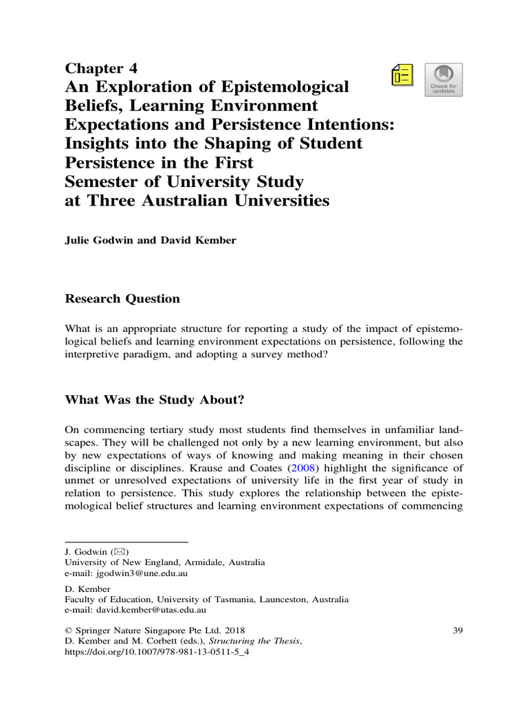 Research Question: Julie Godwin and David Kember | PDF | Epistemology ...