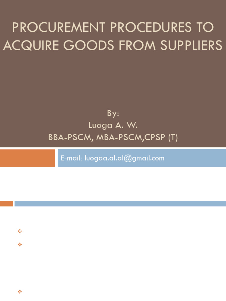 TOPIC 3 Procurement procedures | PDF | Procurement | Specification ...
