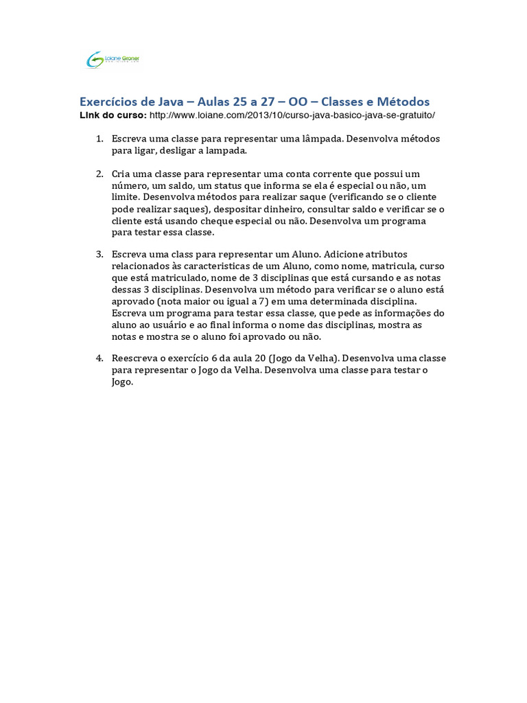 Exercicios Aulas 25 A 27 | PDF