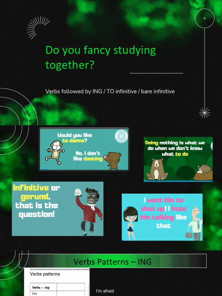 Verb Patterns Ing To Infinitive Bare Infinitive | PDF | Verb