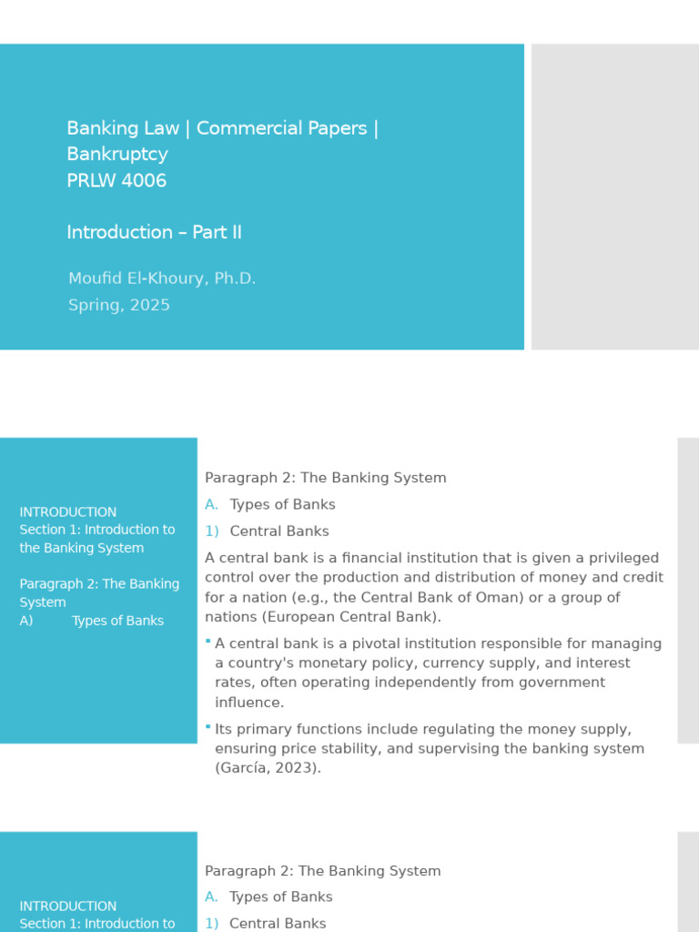 Introduction - Banking Law - 01 - Part II | PDF | Banks | Investment ...