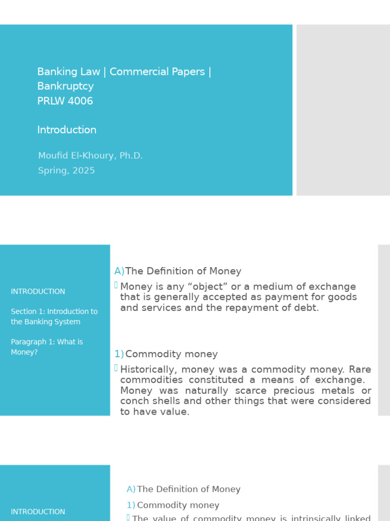 Introduction - Banking Law - 01 - Part I | PDF | Money | Cryptocurrency