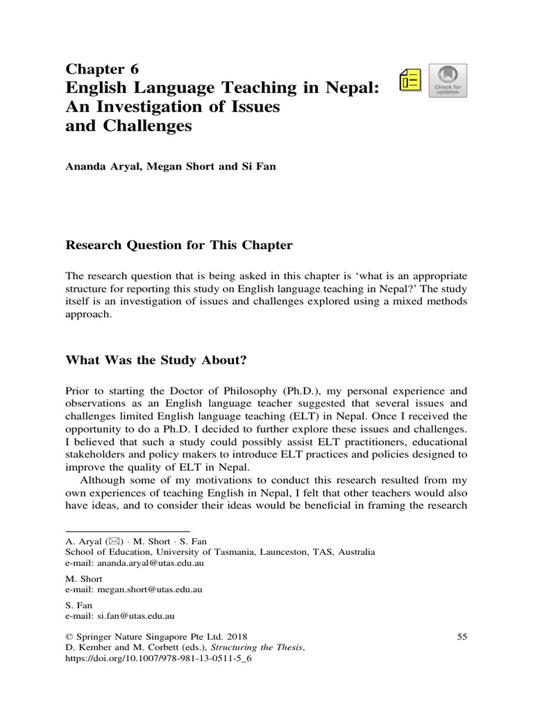 ELT Challenges and Solutions in Nepal | PDF | Qualitative Research ...