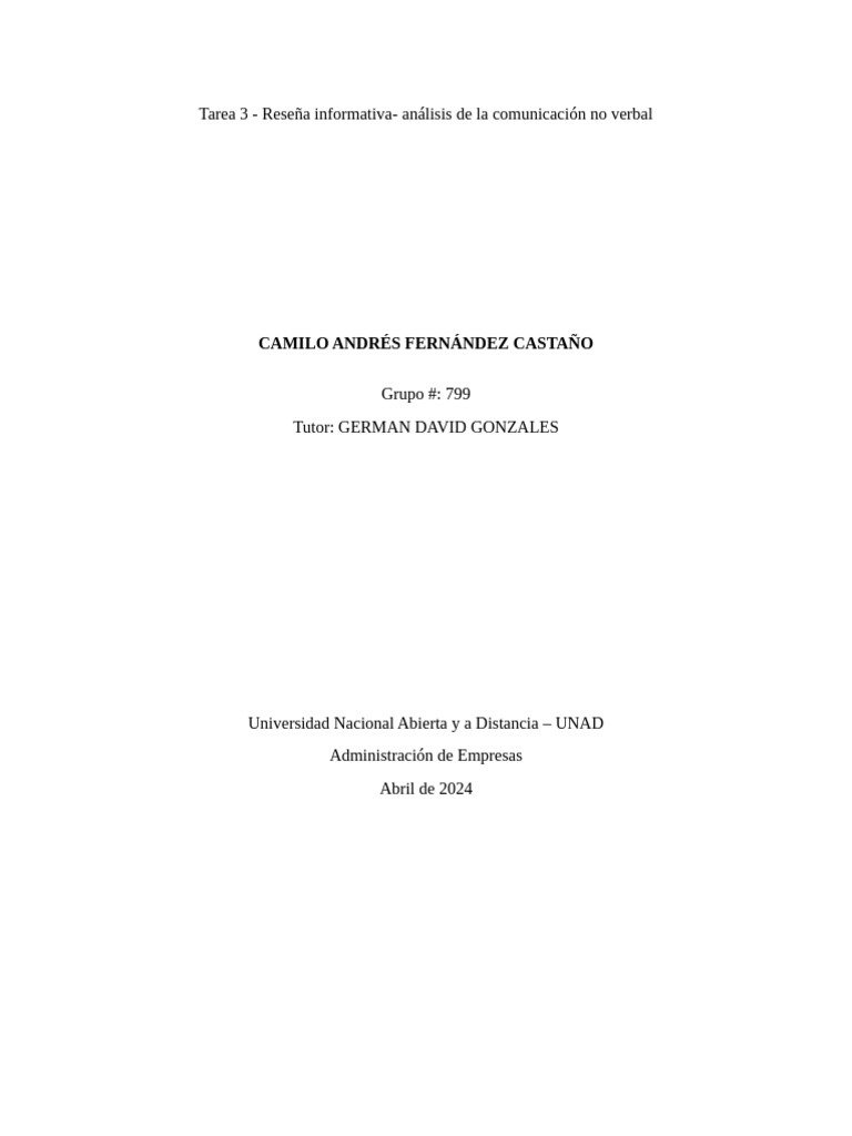 Reseña Fernández Camilo 799 | PDF | Comunicación | Comunicación no verbal