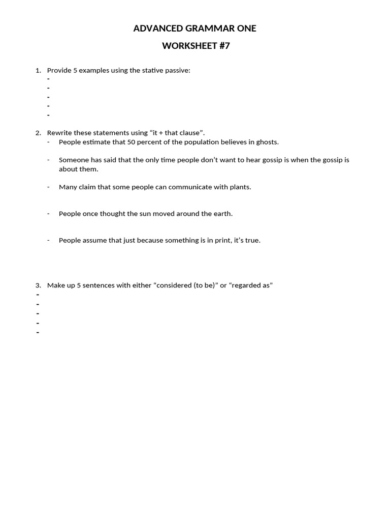 Worksheet 7 | PDF