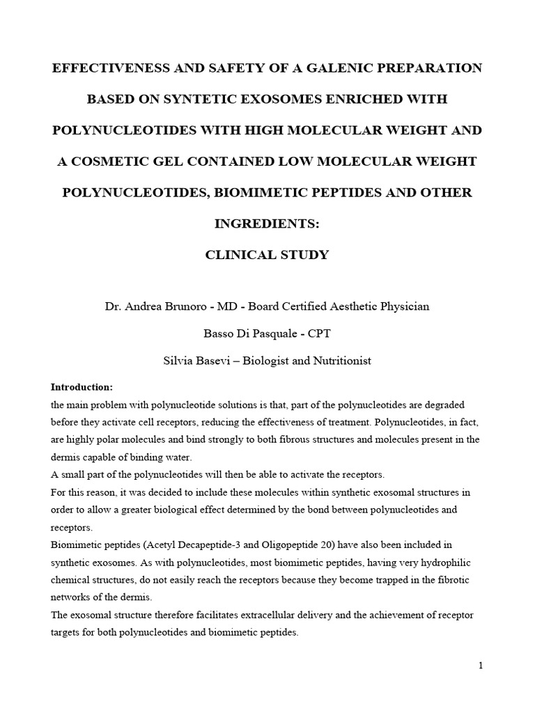 Clinical Study Exosomes Cocktail With PDRN | PDF | Cellular ...