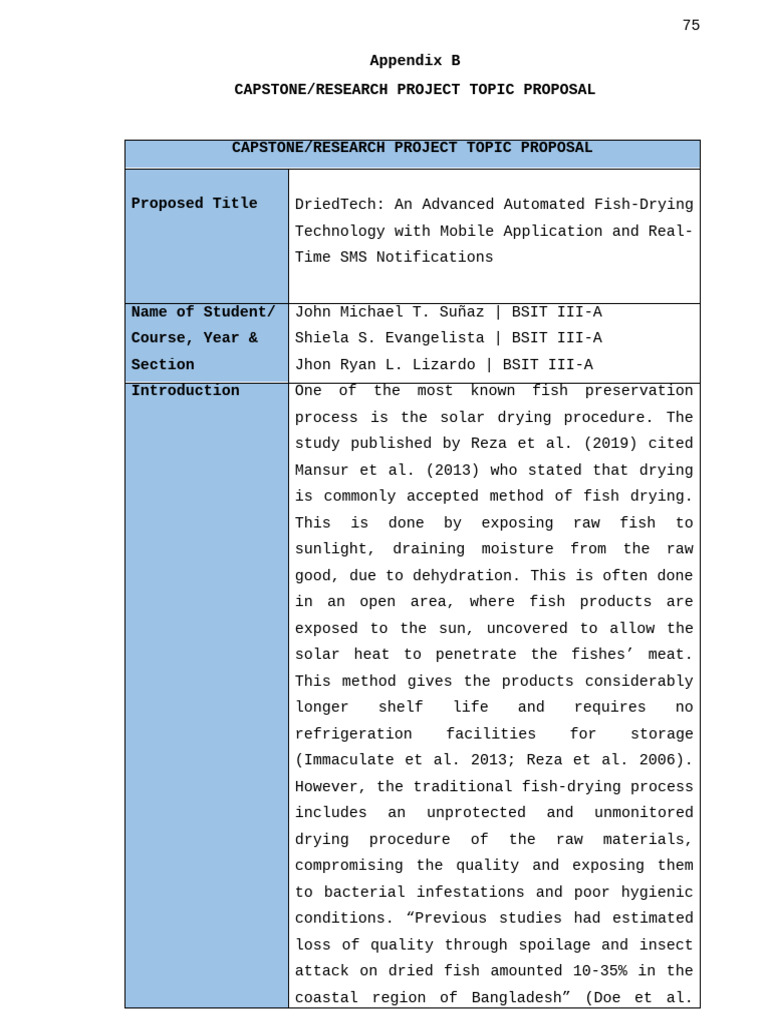 Appendix B CapstoneProject - Topic - Proposal Form | PDF | Internet Of Things | Shelf Life
