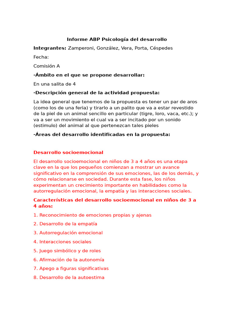 Informe ABP Psicología Del Desarrollo | PDF | Aquisición de idioma | Desarrollo cognitivo