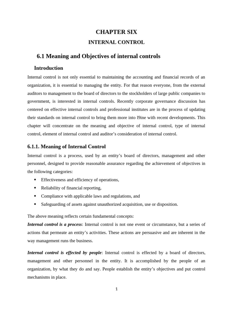Chapter 6- Internal Control | PDF | Internal Control | Audit