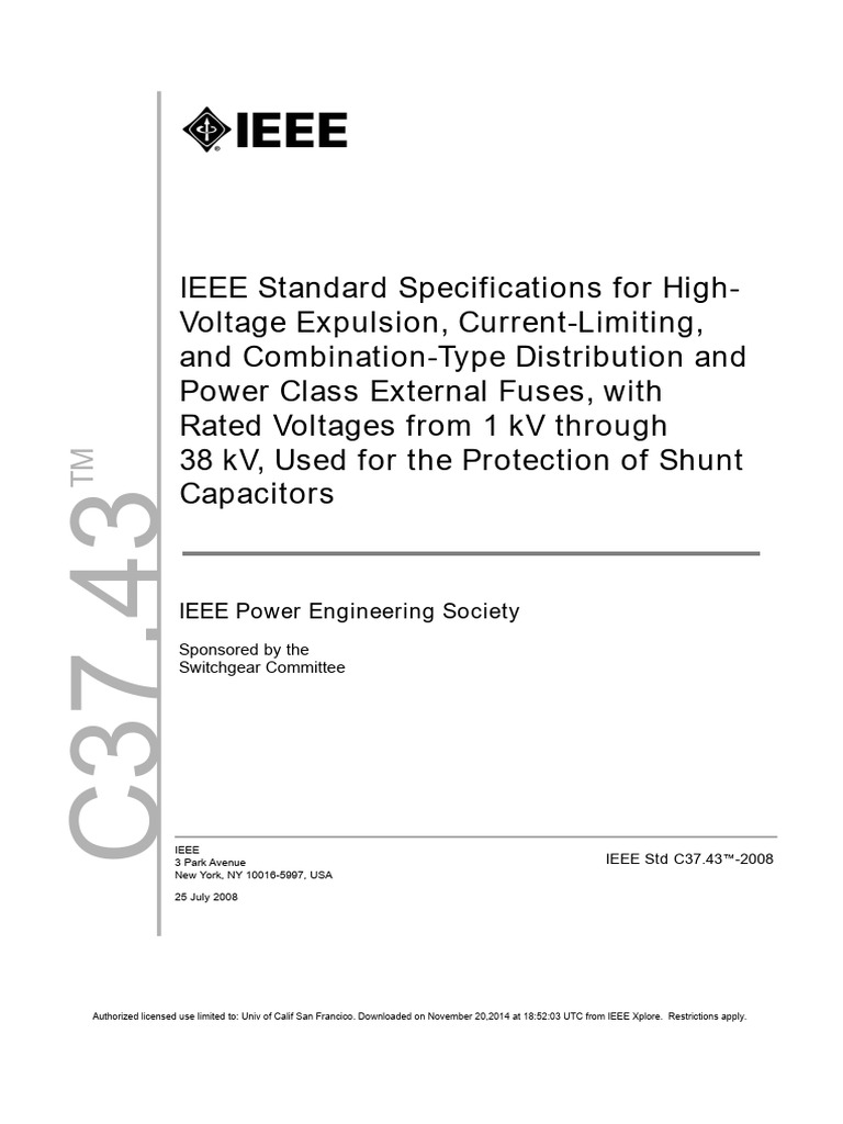 IEEE C37.43.2008 - FUSIBLES | PDF | Fuse (Electrical) | Capacitor