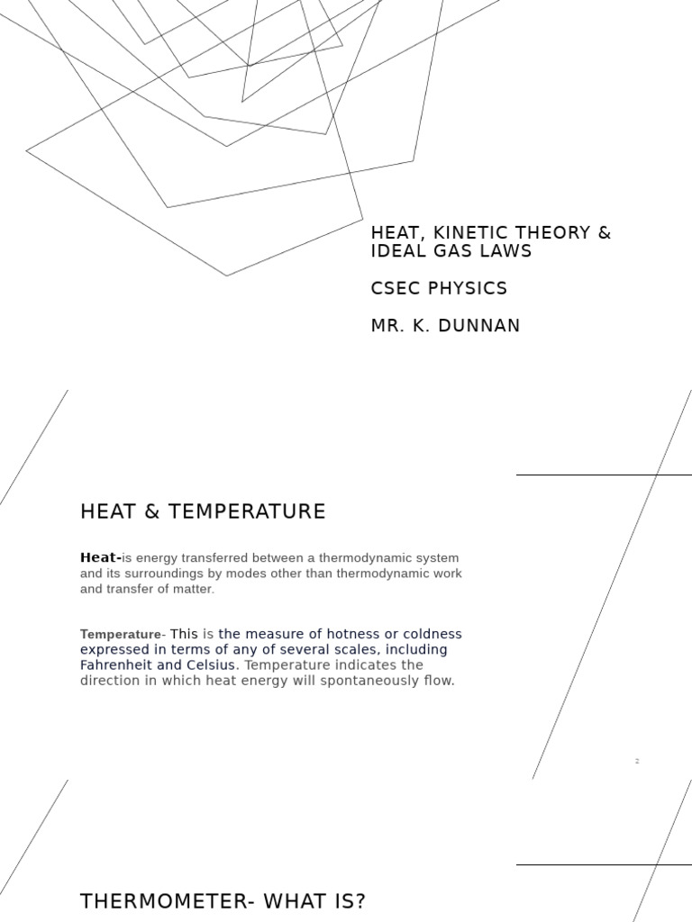 Heat, Kinetic Theory & Ideal Gas Laws | PDF | Gases | Temperature