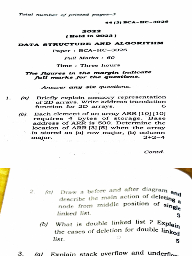 Bca 3rd Sem( Data Structure) HC- 3026 | PDF | Theoretical Computer Science | Algorithms