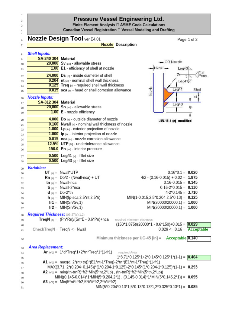 Nozzle Design and Thickness Analysis | PDF