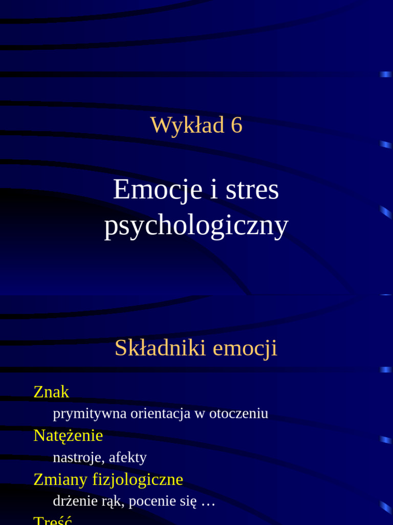 Wykład 6: Emocje I Stres Psychologiczny | PDF