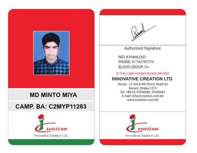 Mintu Id Card | PDF
