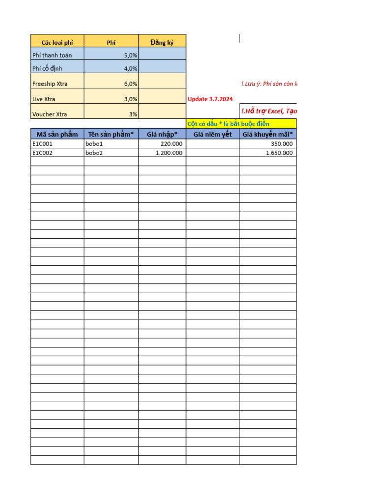 Tinh Chi Phi - Loi Nhuan Shopee-V2.5L.xlsm - Chi Phí Shopee Thư NG | PDF