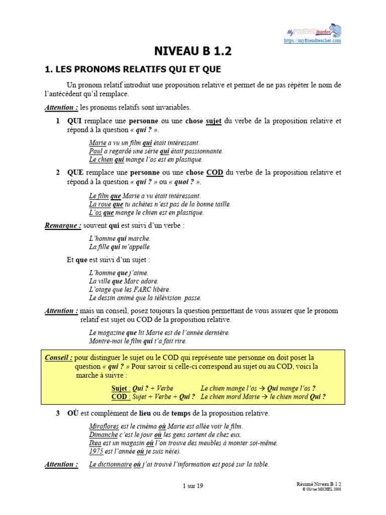 Pronoms relatifs et futur simple en français | PDF | Verbe | Pronom