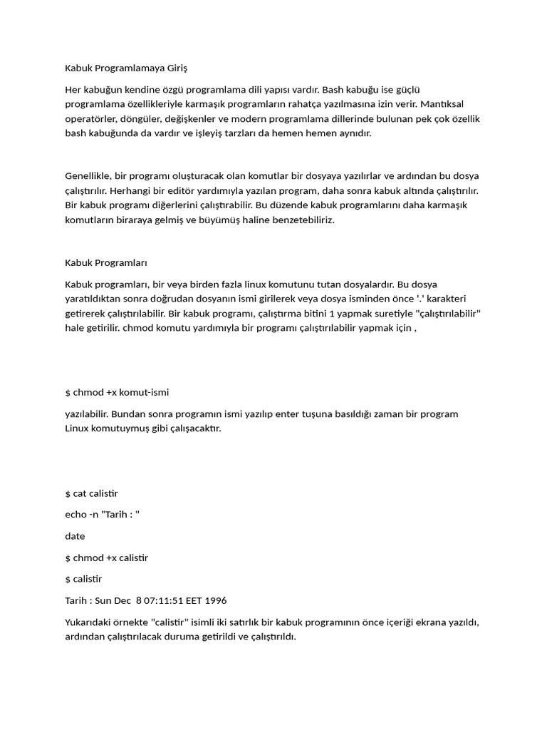 Kabuk Programlamaya Giriş | PDF