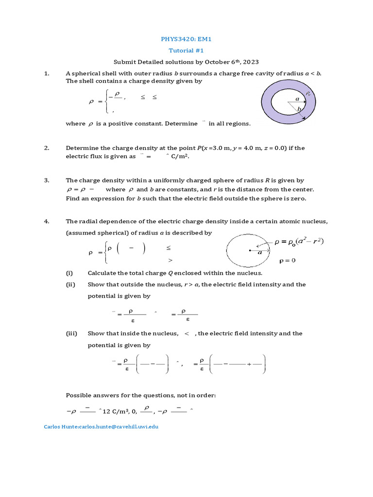PHYS 3420 20232024 Tutorial 1 | PDF