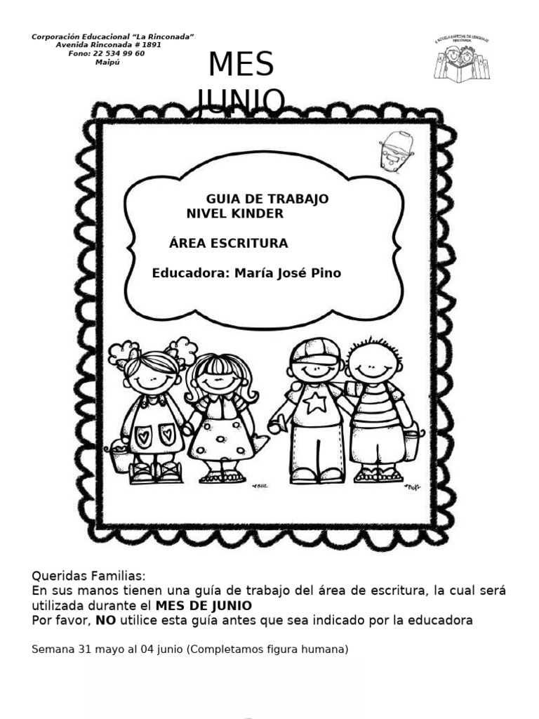 Guía de Escritura Kinder - Junio 2023 | PDF