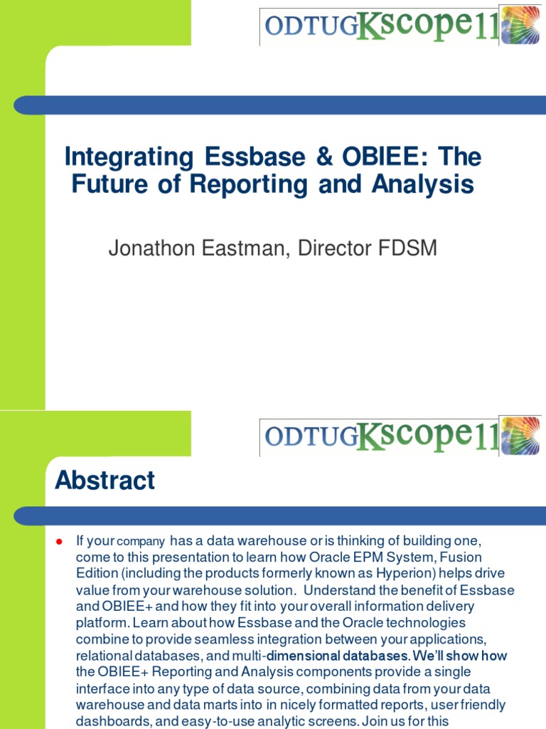 Integrating Obiee and Essbase | PDF | Oracle Database | Information Technology