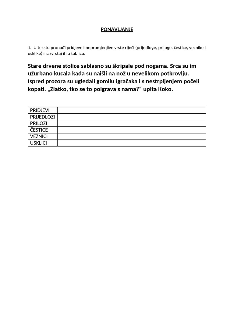 Ponavljanje - Pridjevi | PDF