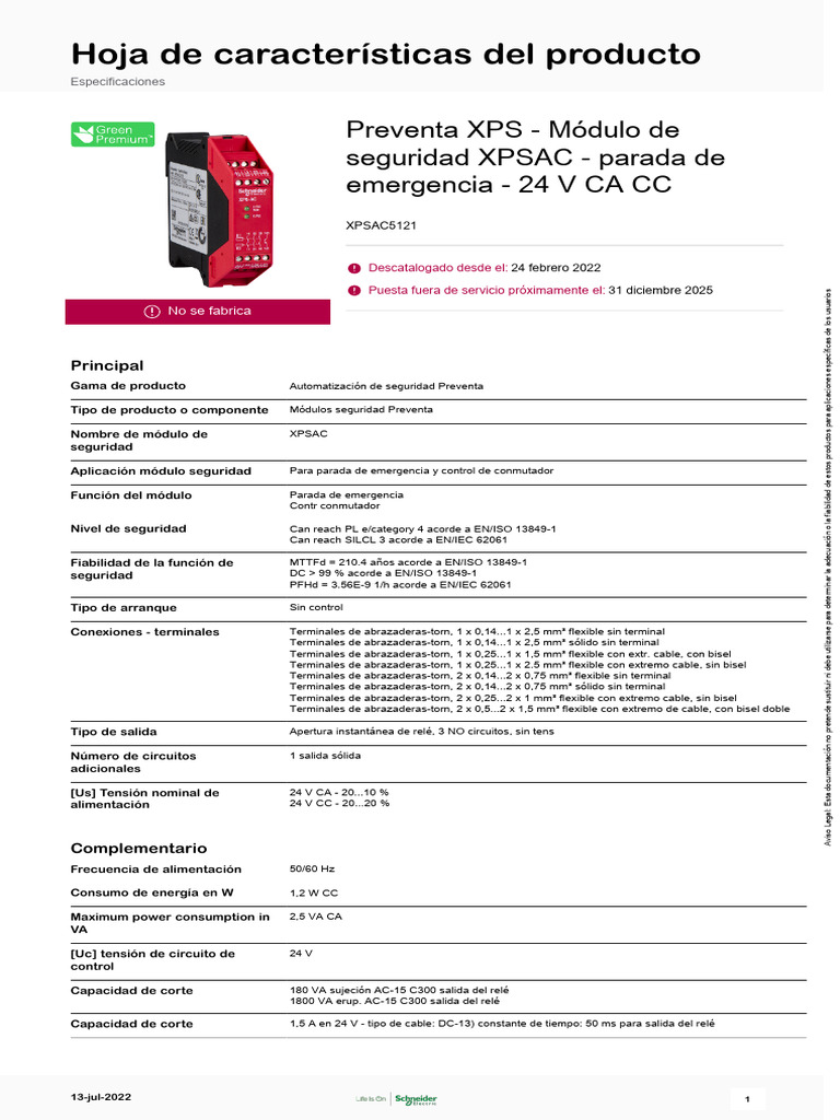 Preventa XPS - XPSAC5121 | PDF | Relé
