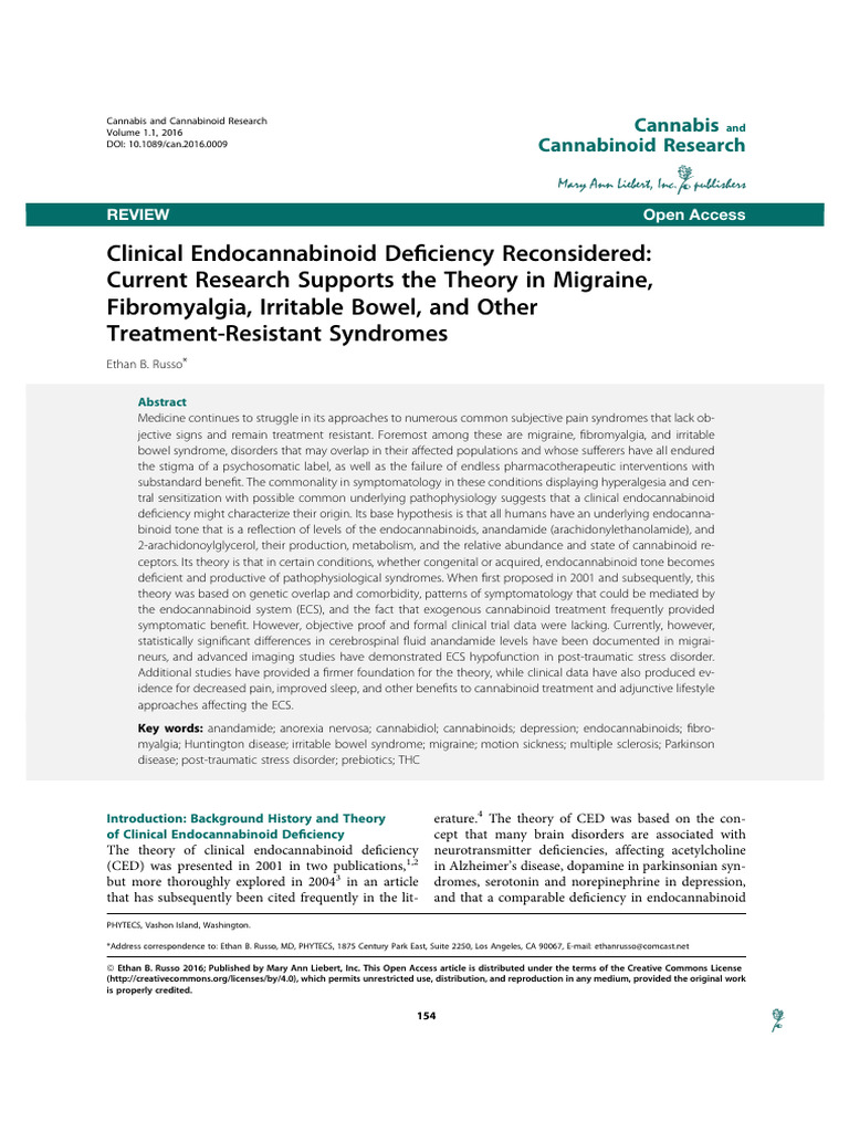 Ethan Russo - Sindrome Da Deficiencia Clinica de Endocanabinoides | PDF ...