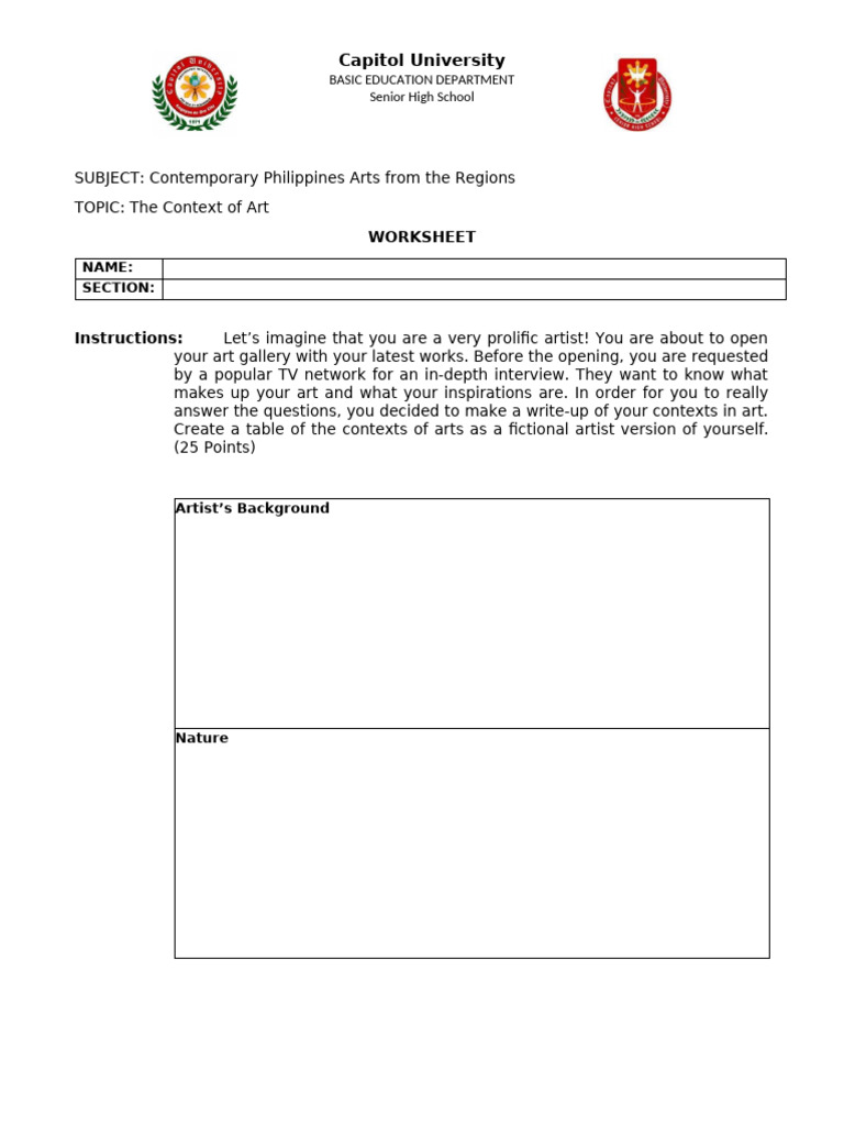 Capitol University: Worksheet | PDF