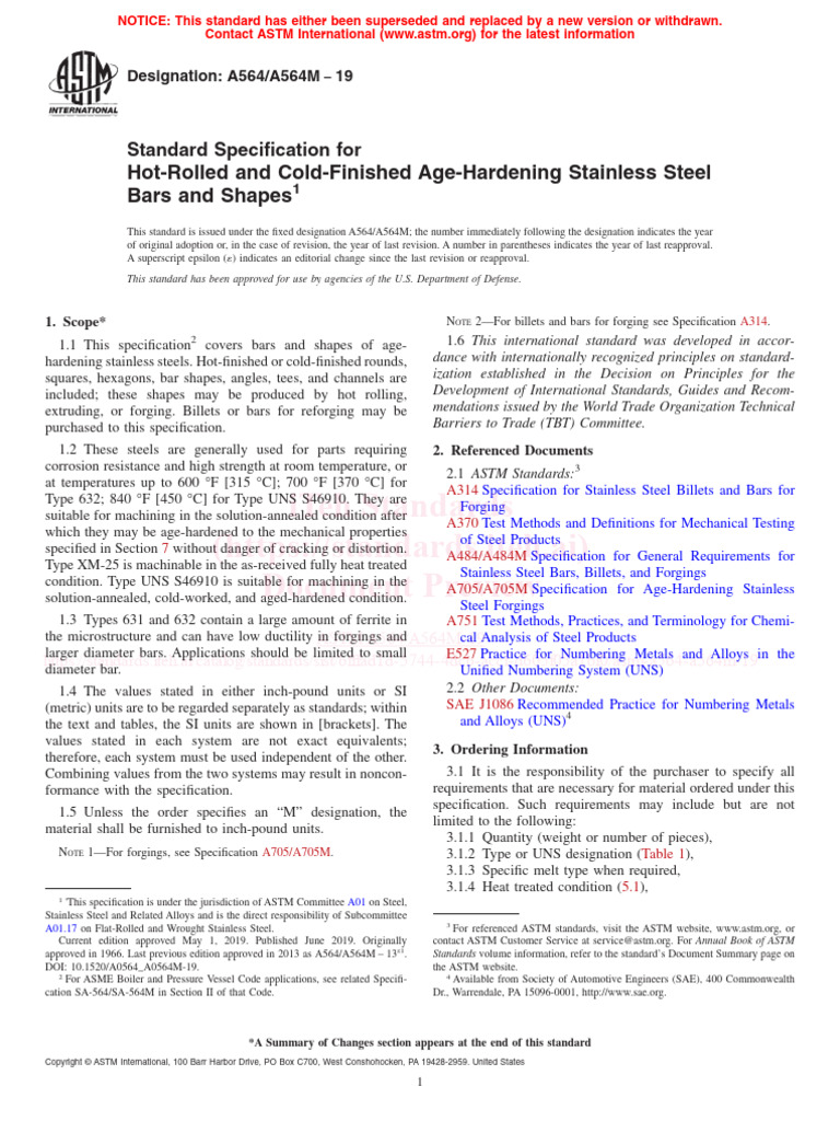 ASTM-A564-A564M-19 Standard Specification For Hot-Rolled and Cold ...