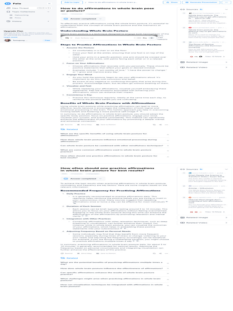 How To Do Affirmations in Whole Brain Pose or Posture | PDF ...