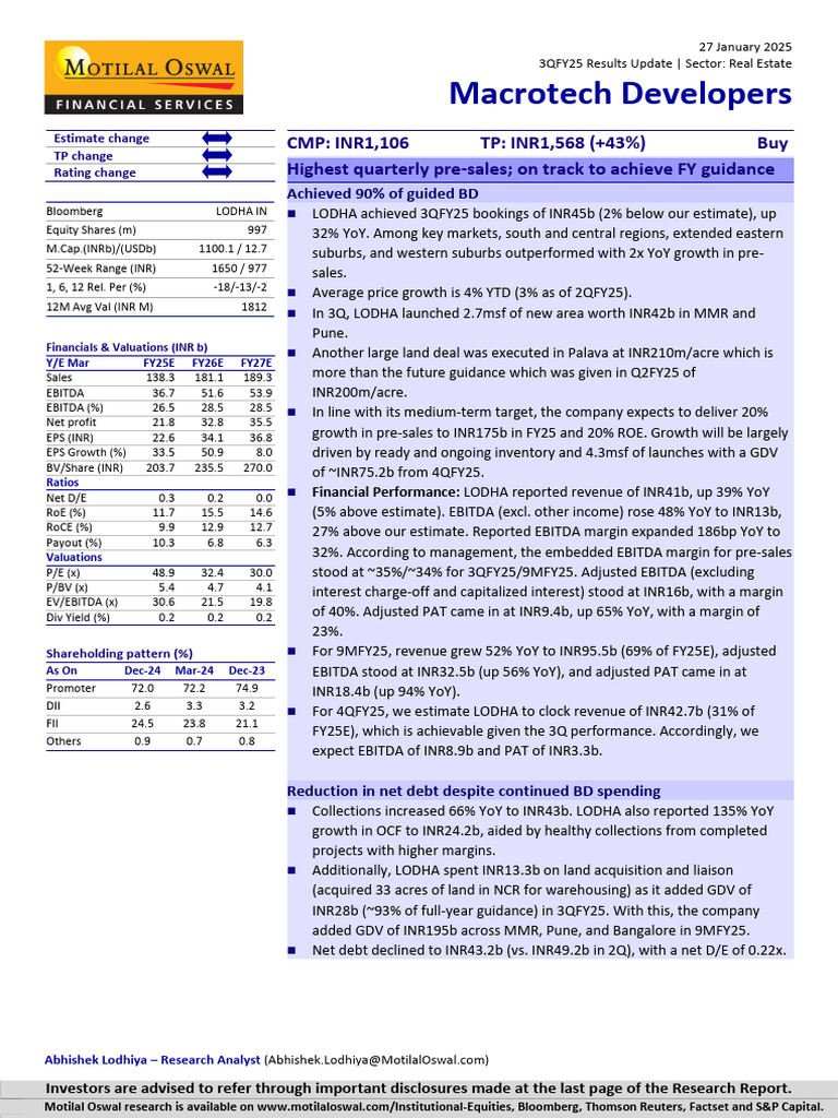 Macrotech Developers | PDF | Discounted Cash Flow | Financial Accounting