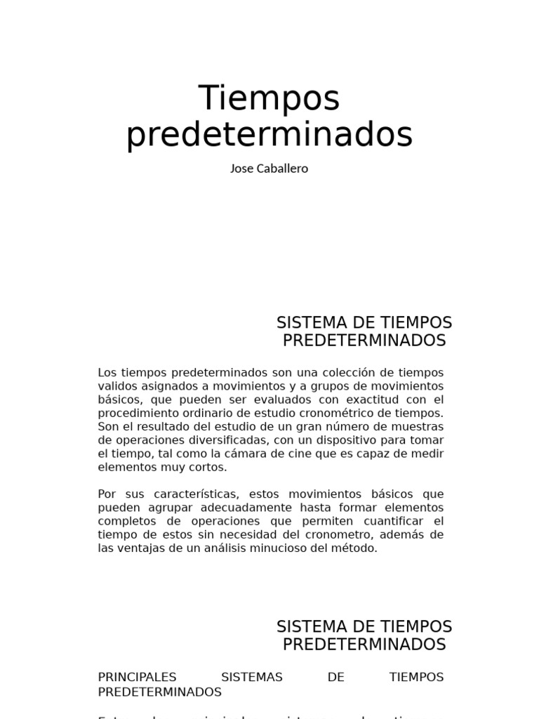 Sistemas De Tiempos Predeterminados Mtm Pdf Mano Medición