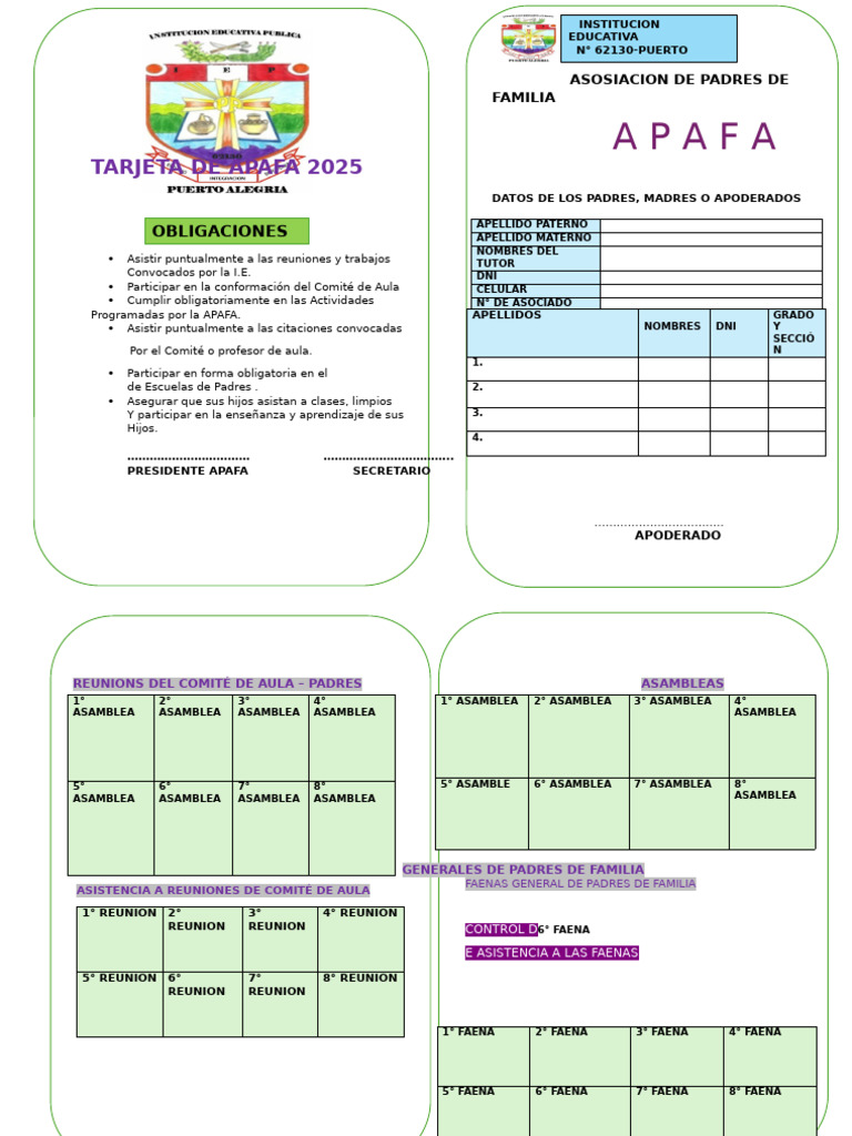 Tarjeta Apafa - 2025 - 62130 | PDF | Aprendizaje | Enseñando