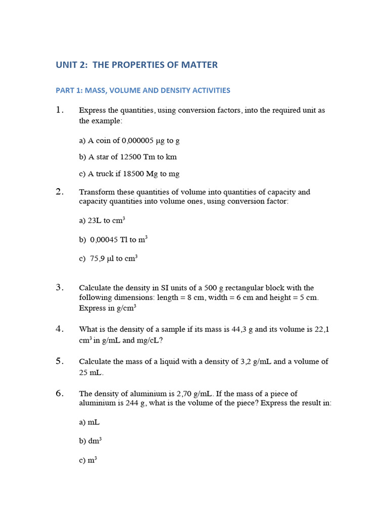 Unit 2 Activities Part 1 | PDF