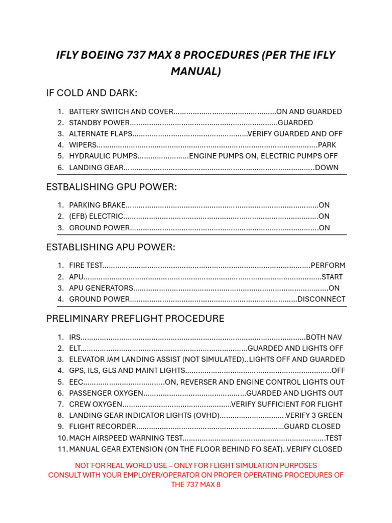 Ifly 737 Max 8 Procedure. Briefing and Checklist October 2024 | PDF | Instrument Flight Rules ...