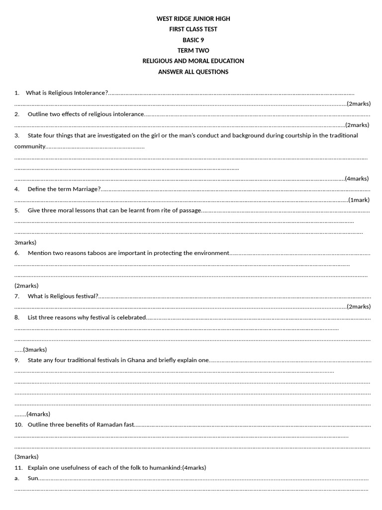 1st Test B9 RM - 121 Copies | PDF