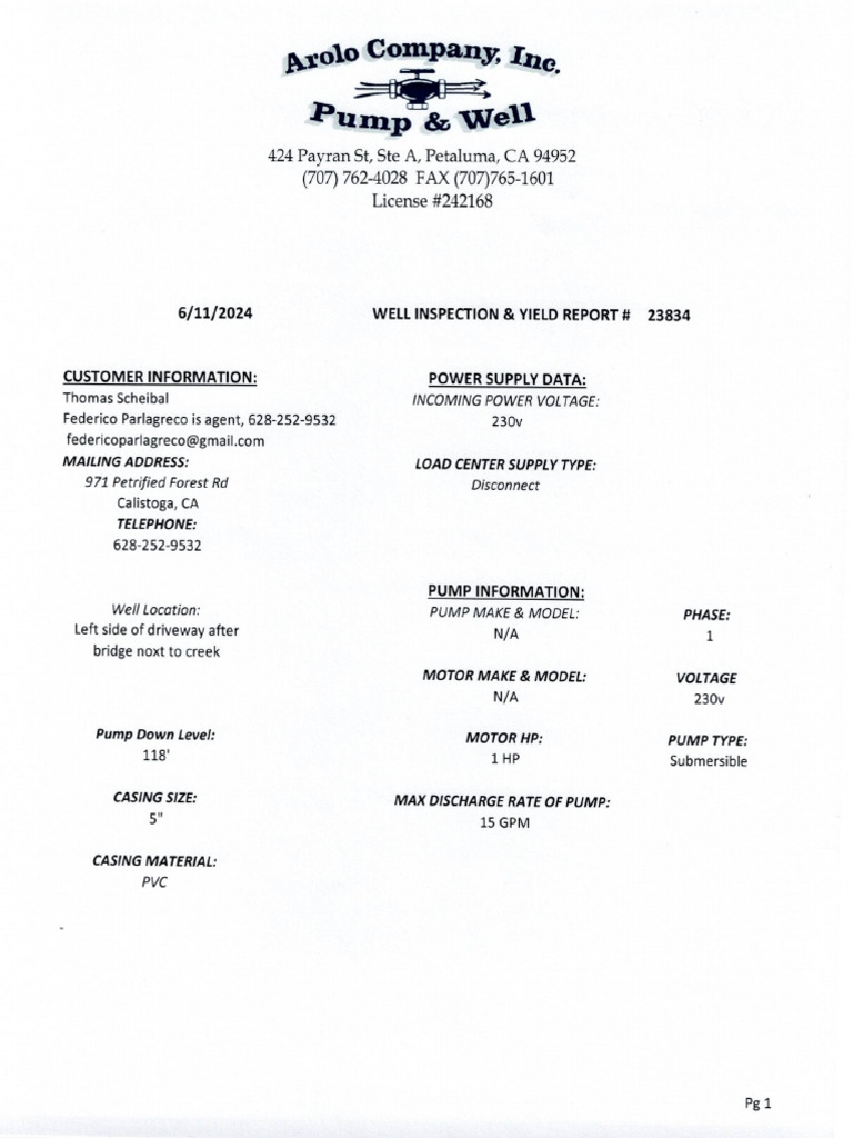 Inspections - Well and Water 971 PFR | PDF