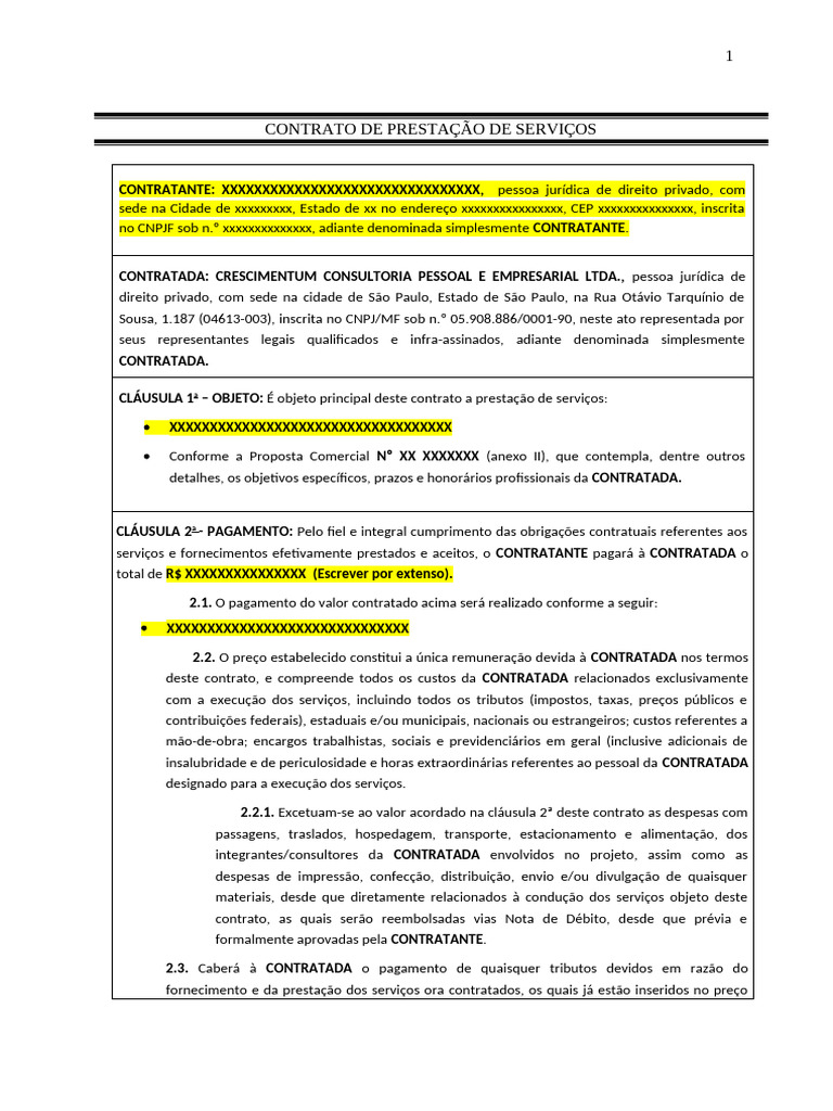 Contrato PJ - Modelo | PDF | Direito Privado