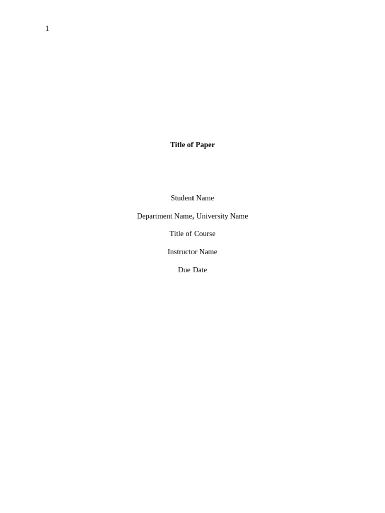 APA TItle Page | PDF